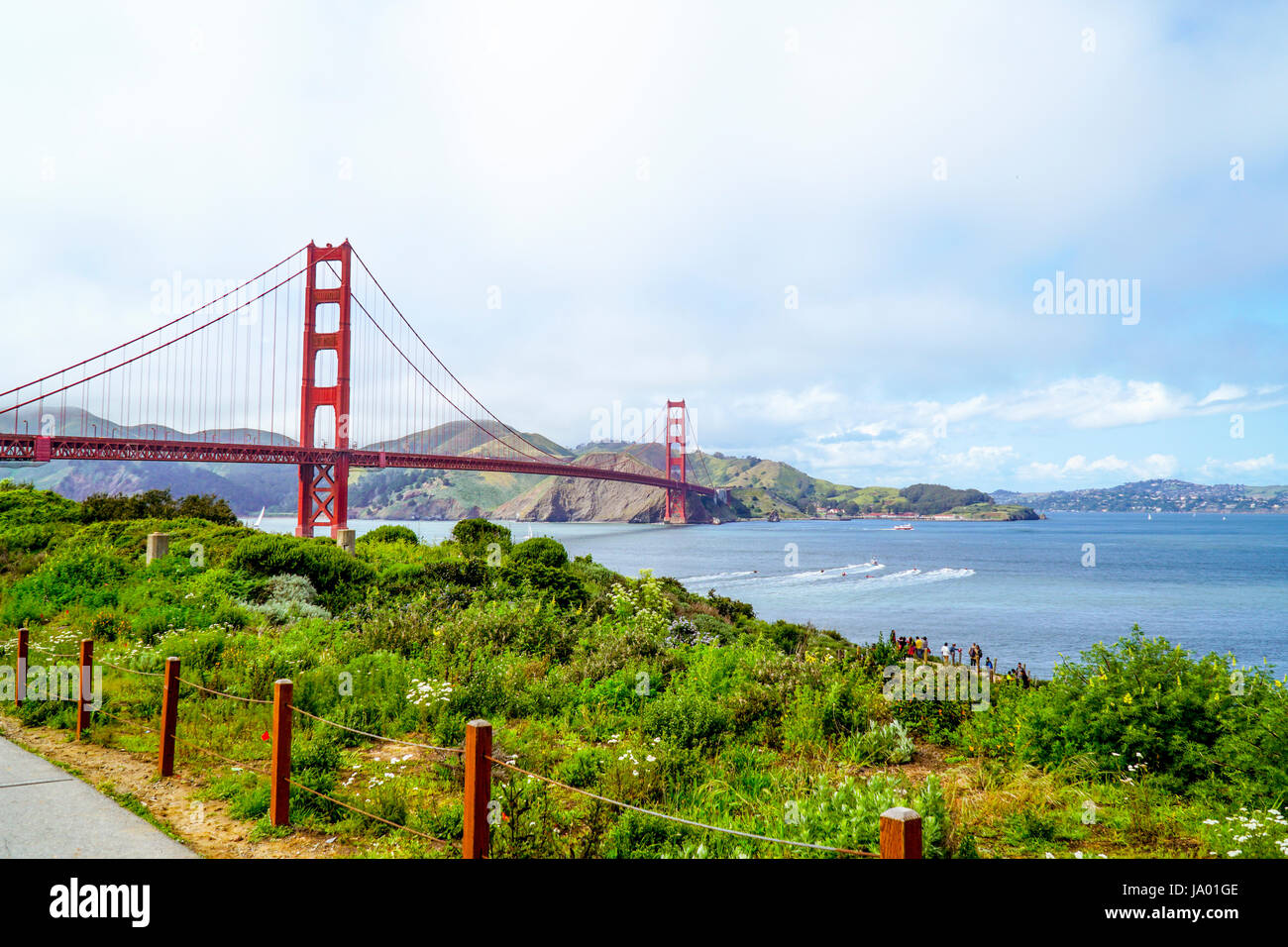 Fort Point Battery East in San Francisco with a view over Golden Gate ...