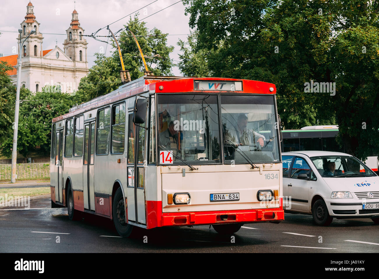 Vilnius, Lithuania - July 5, 2016: Old Public Trolleybus Skoda 14Tr In ...