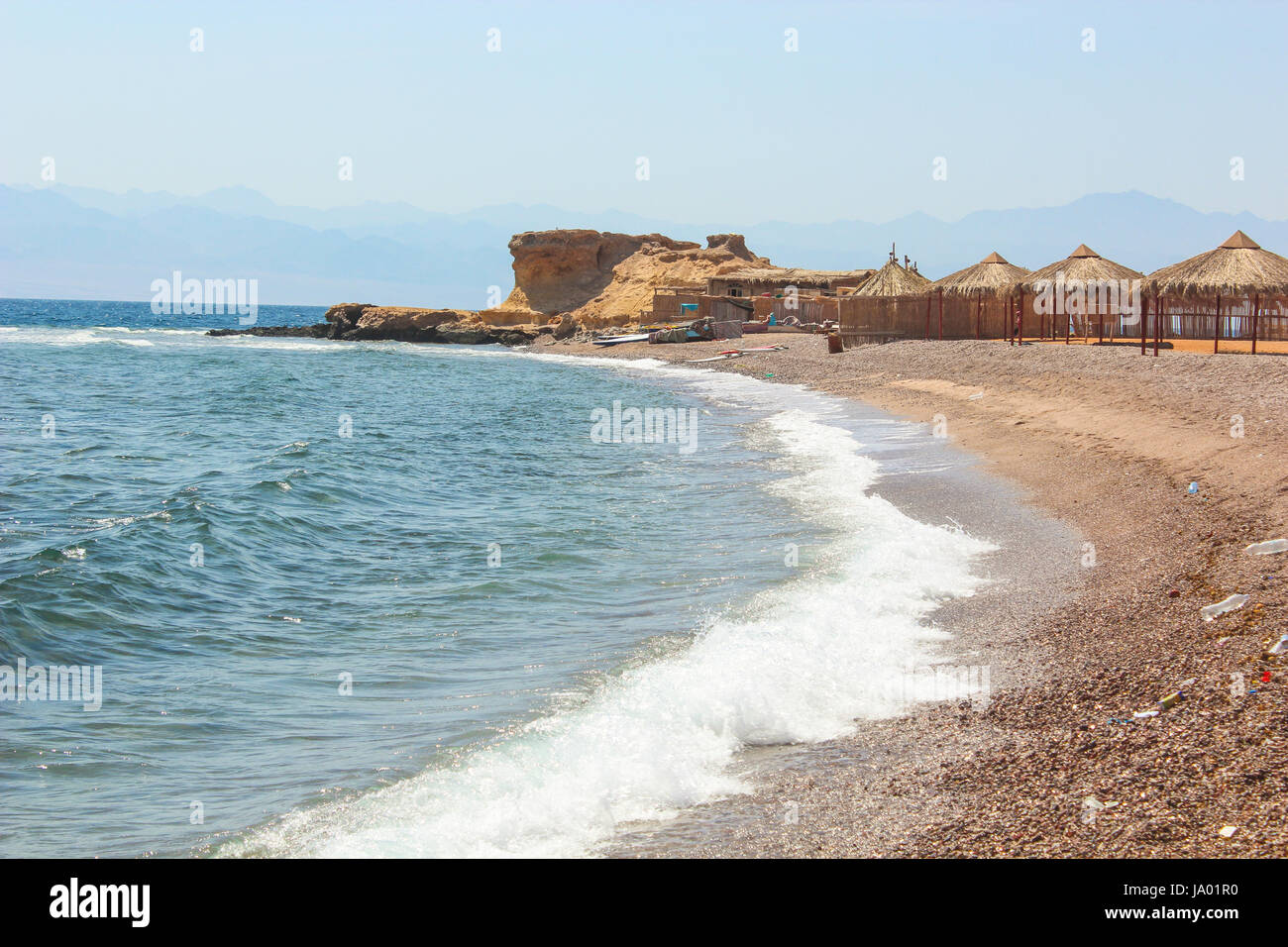 Cottage in a Camp in Sinai, Taba desert with the Background of the Sea ...