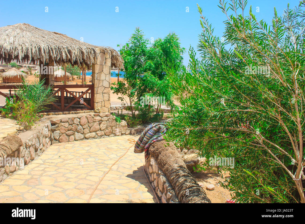 Cottage in a Camp in Sinai, Taba desert with the Background of the Sea ...