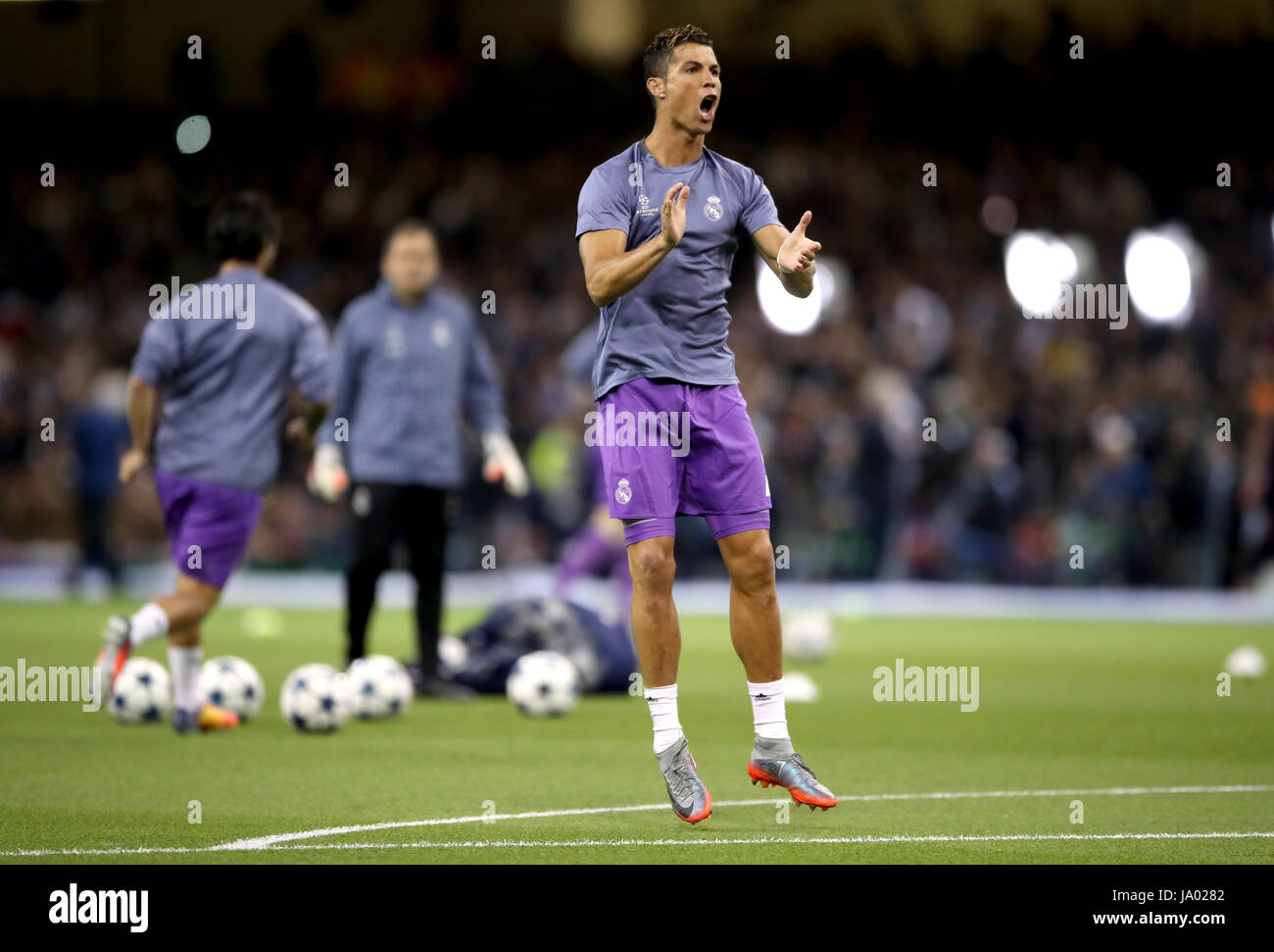 Real Madrid's Cristiano Ronaldo during warm-up before the UEFA ...