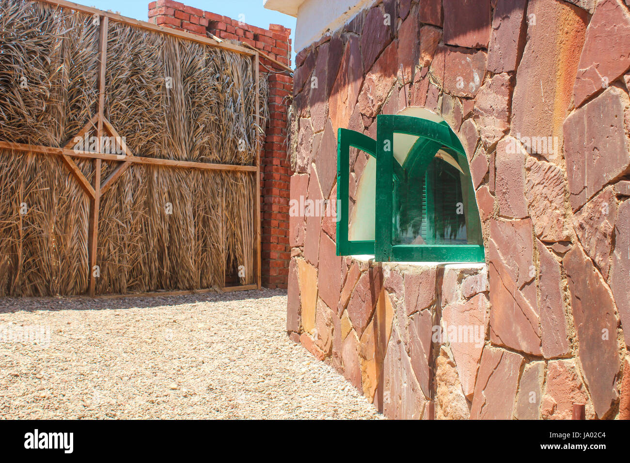 Cottage in a Camp in Sinai, Taba desert with the Background of the Sea ...