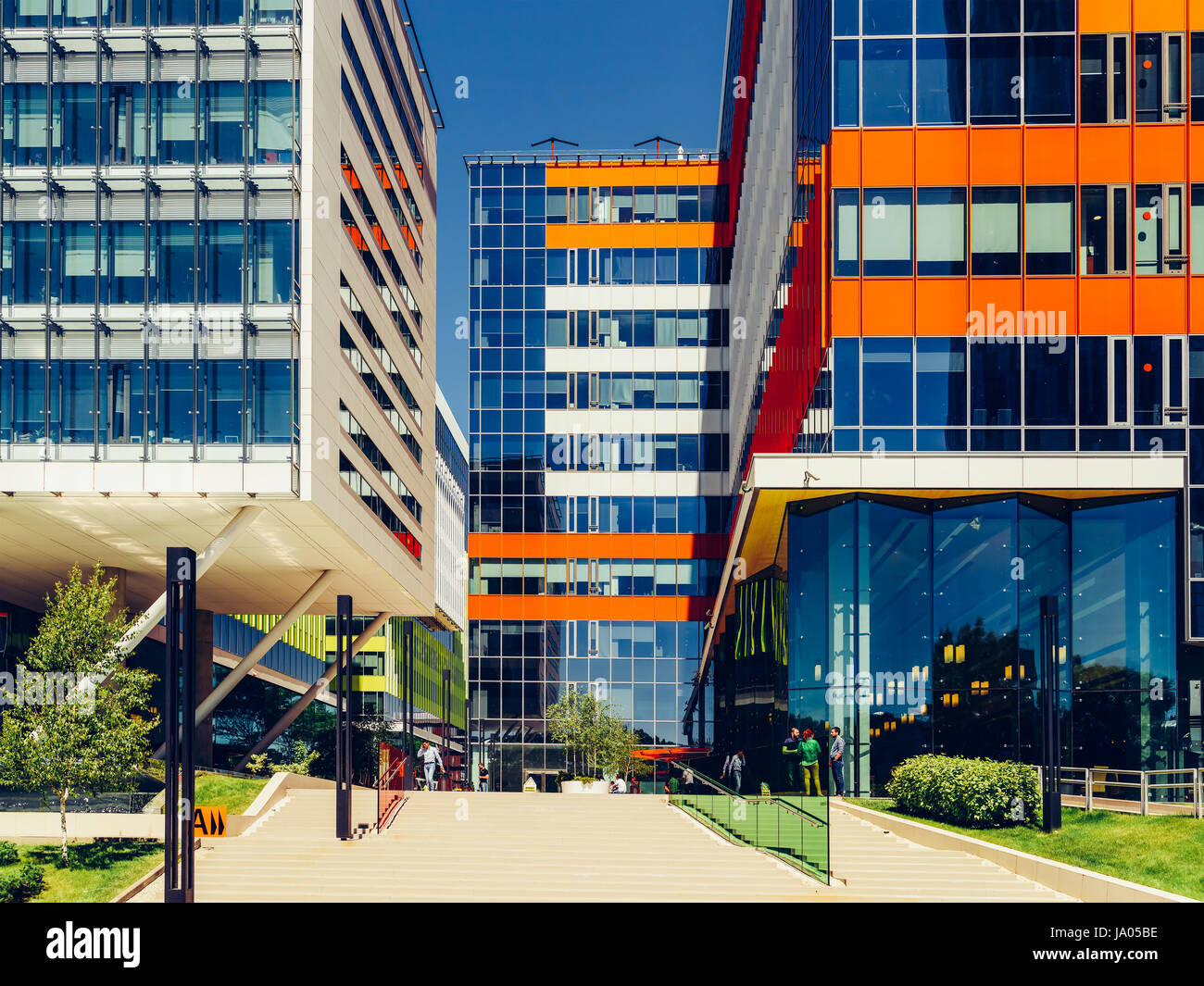 BUCHAREST, ROMANIA - MAY 18, 2017: Modern Office Building In North ...