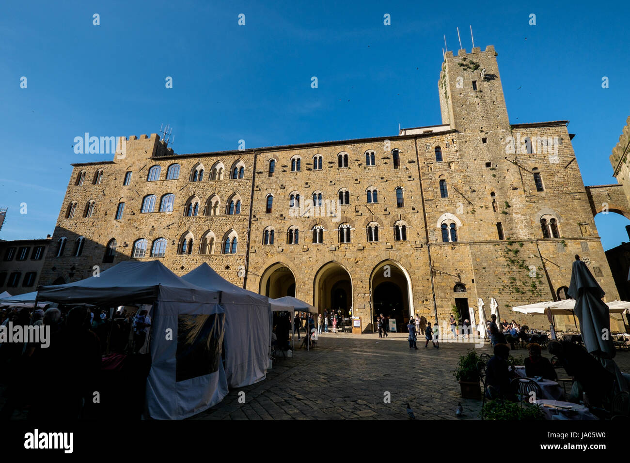 VOLTERRA, TUSCANY - MAY 21, 2017 - Historic buildings on the Square ...