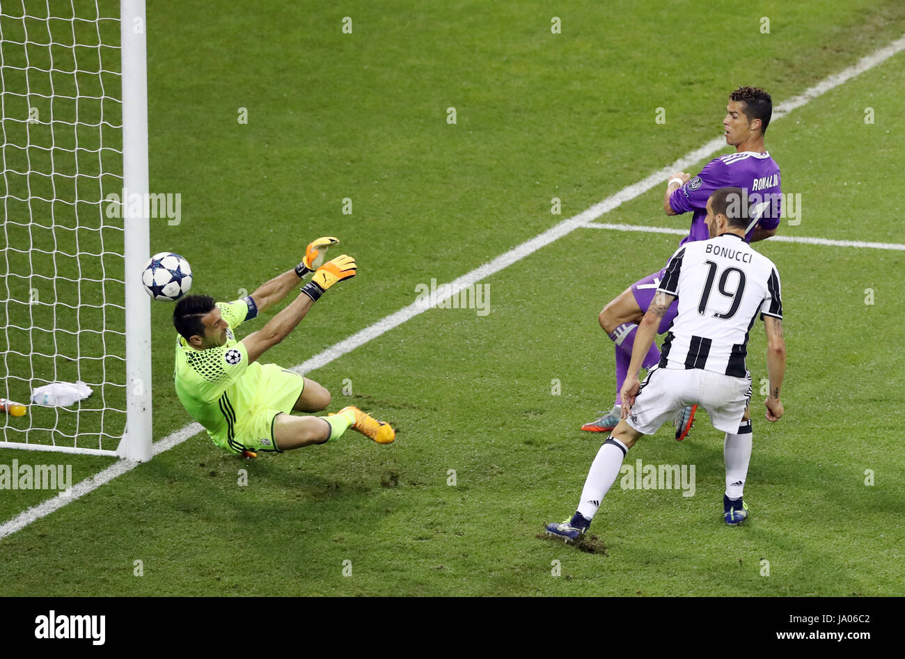Real Madrid's Cristiano Ronaldo scores his side's third goal of the ...
