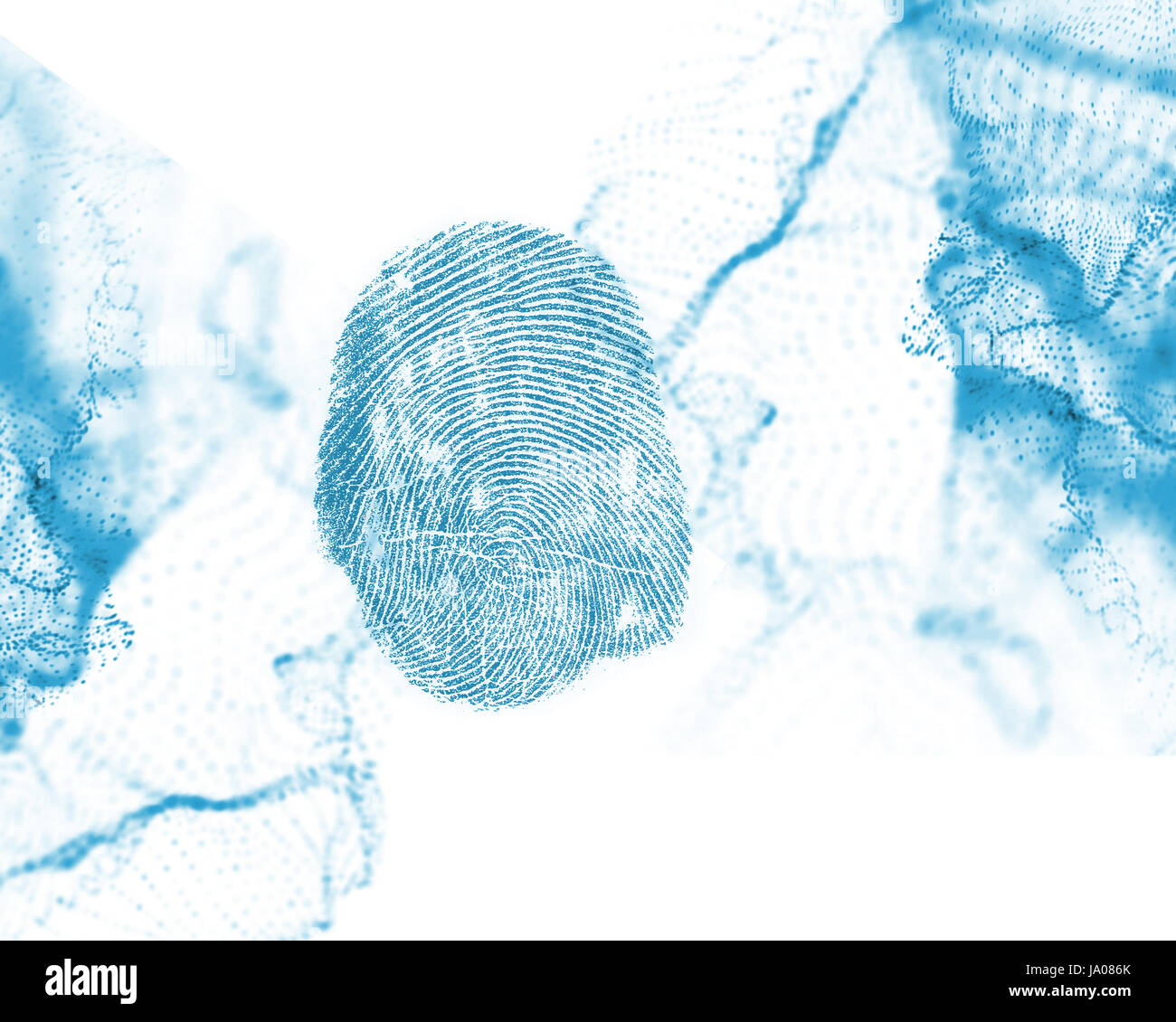 Blue finger print against a digital background Stock Photo - Alamy