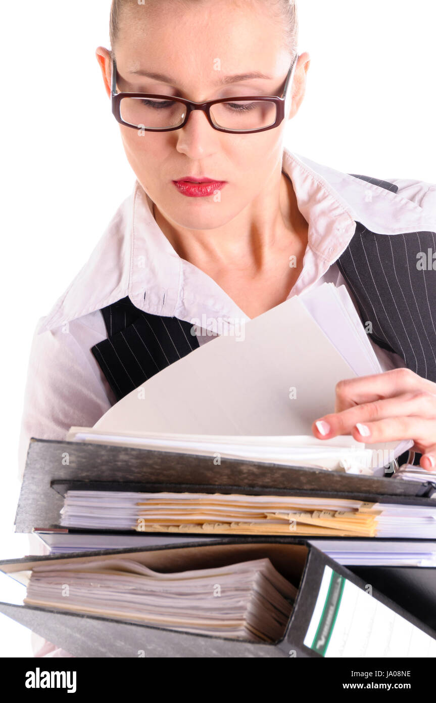 Secretary with leafing through files hi-res stock photography and ...