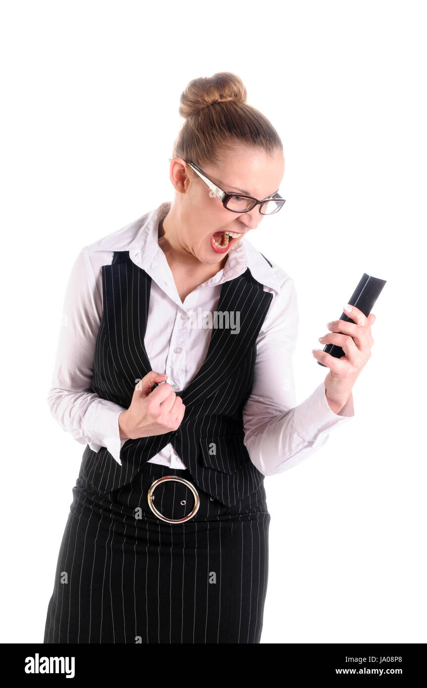 young manager,secretary frustration anger on the phone Stock Photo - Alamy