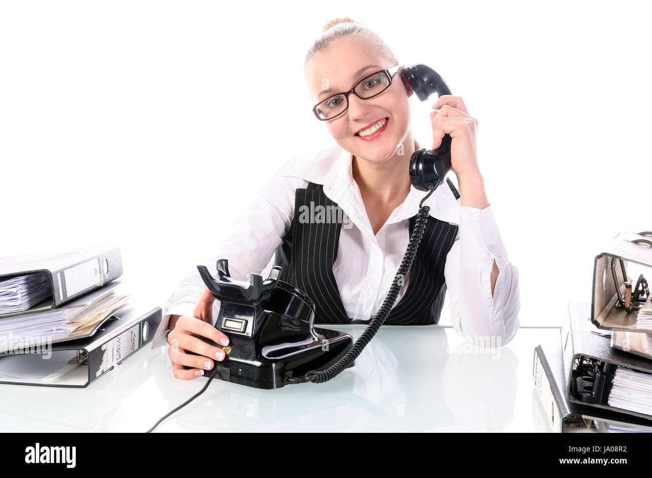 woman, conversation, telephone, phone, office, laugh, laughs, laughing ...