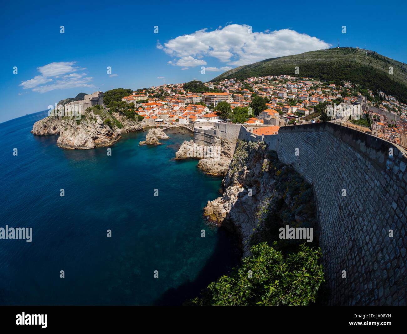Dubrovnik Croatia fisheye lens cityscape fort Bokar in foreground and ...