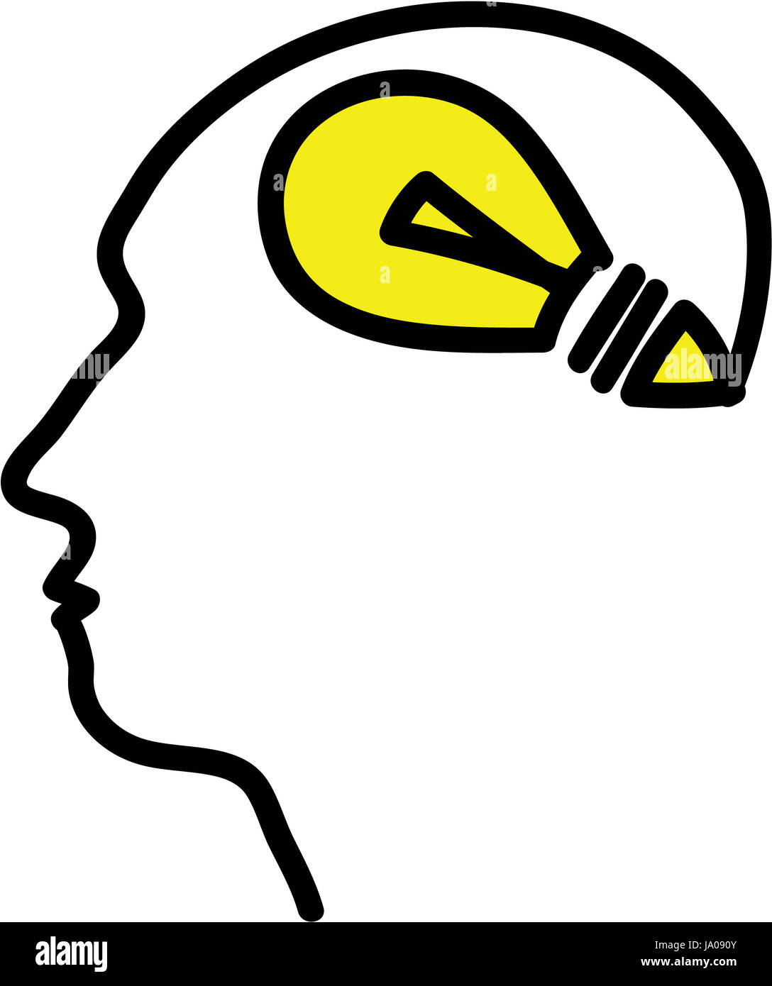 Head with bulb symbol, simple vector illustration Stock Photo - Alamy