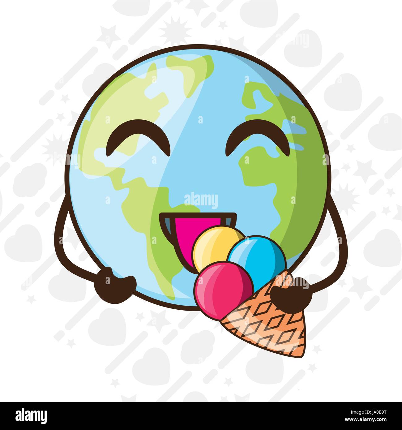 adorable earth eating ice cream Stock Vector Image & Art - Alamy