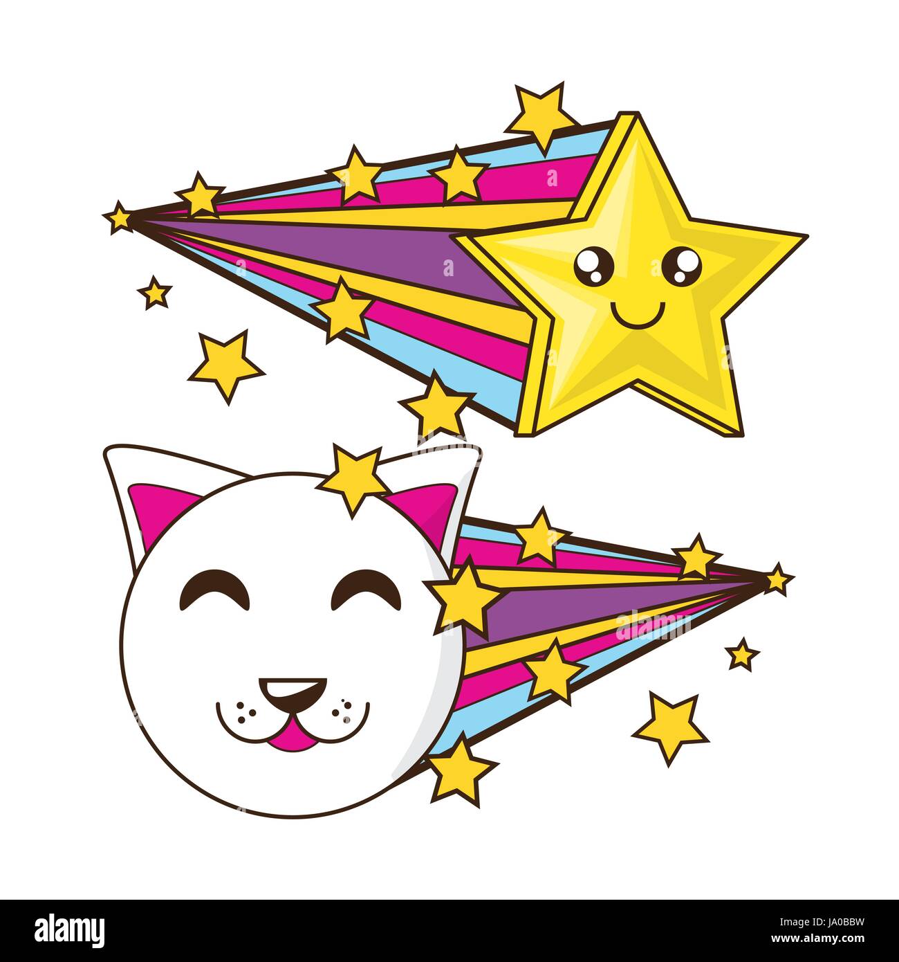 adorable little cat with smile star Stock Vector Image & Art - Alamy