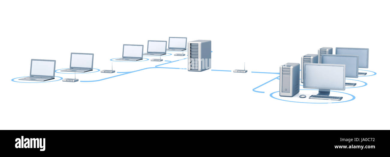 Network. 3d render white isolated Stock Photo - Alamy