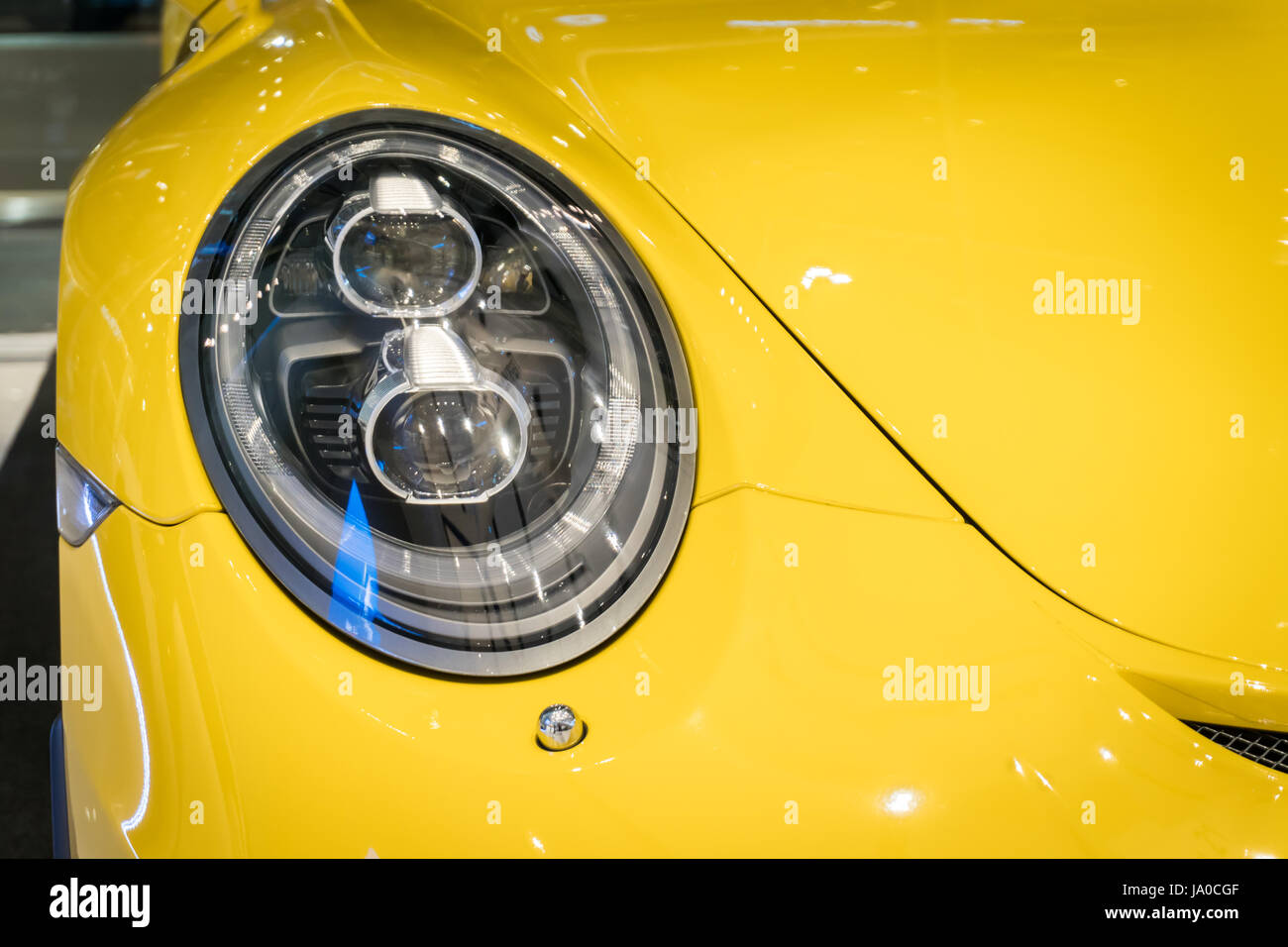 Close up shot of a modern car headlight Stock Photo - Alamy