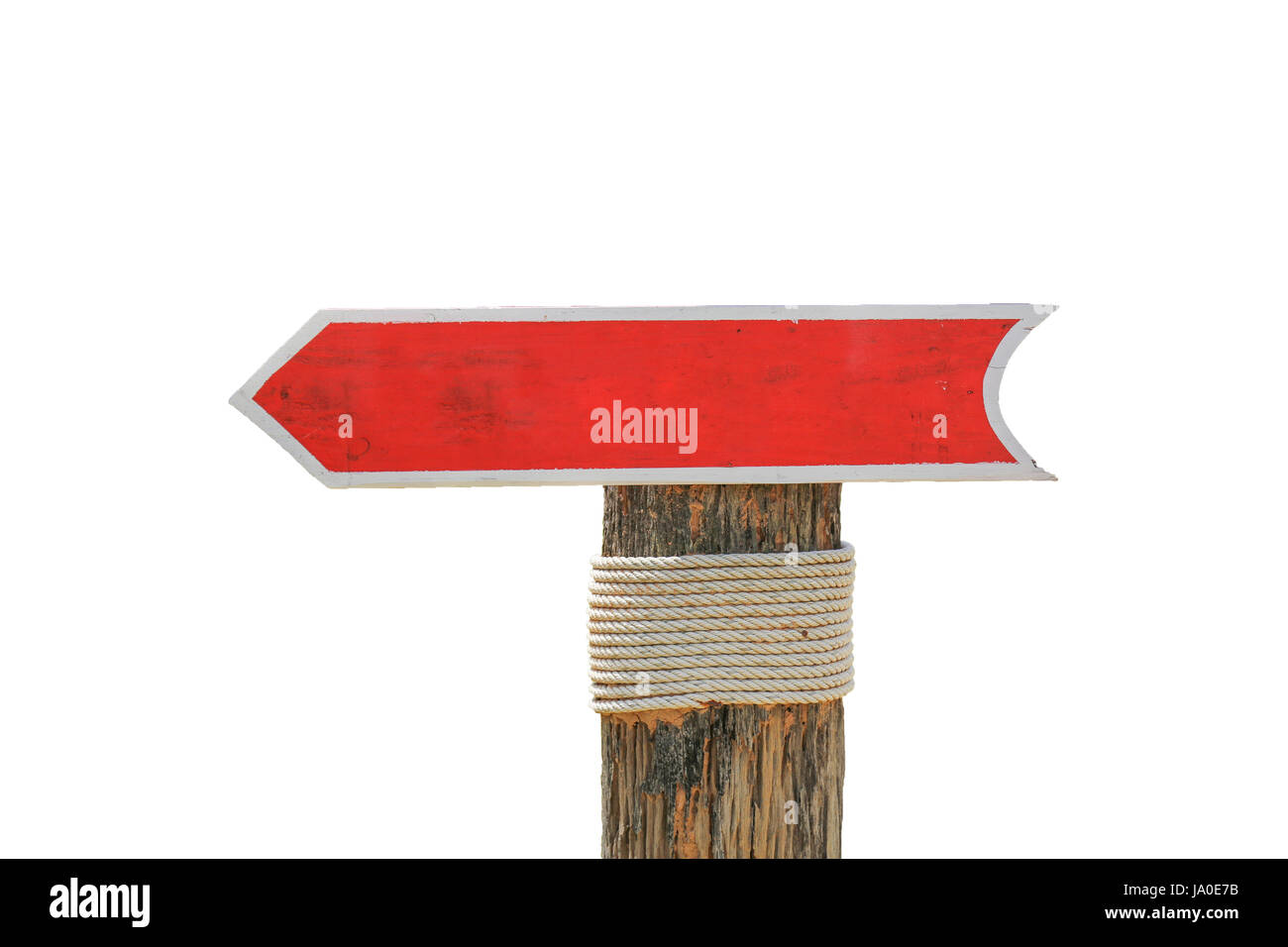 Blank wooden allow pointer red sign for background or text on white ...