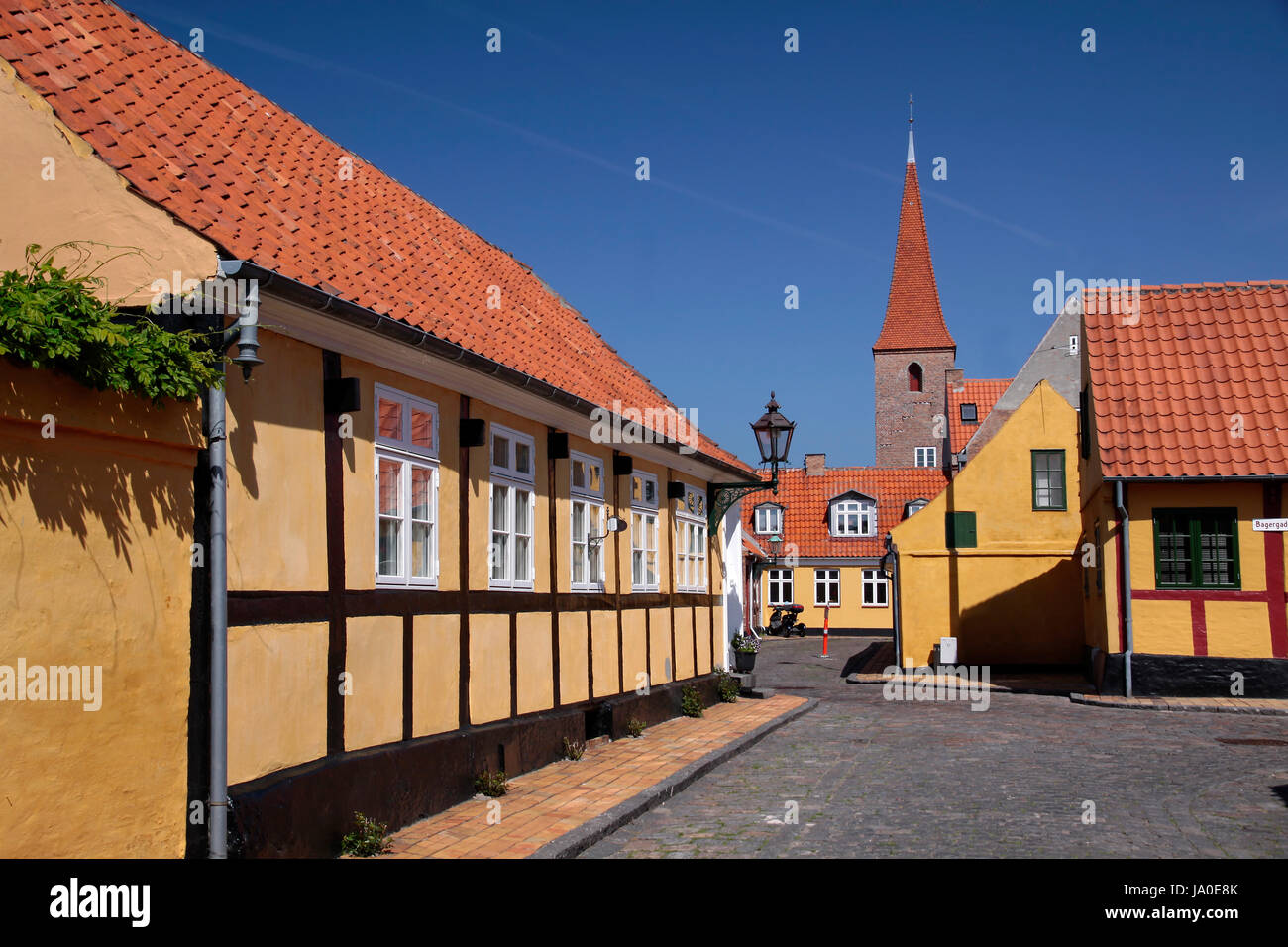 historical center of roenne on bornholm Stock Photo - Alamy