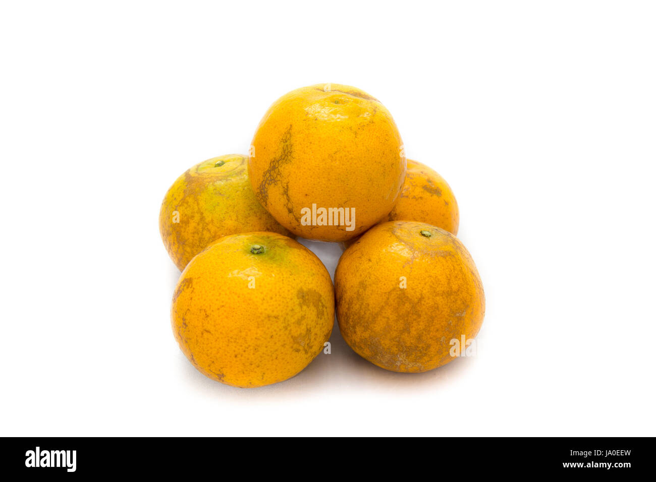 Closeup stack of 5 fresh orange isolated on white background Stock ...