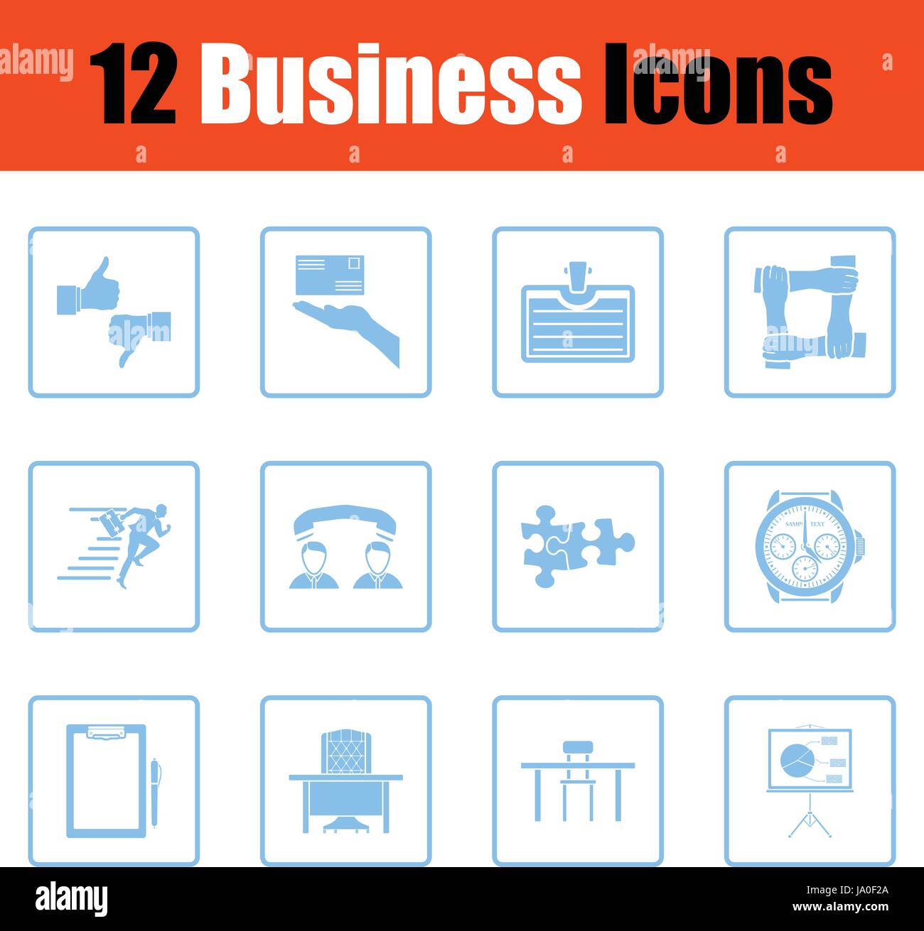 Business icon set. Blue frame design. Vector illustration Stock Vector ...