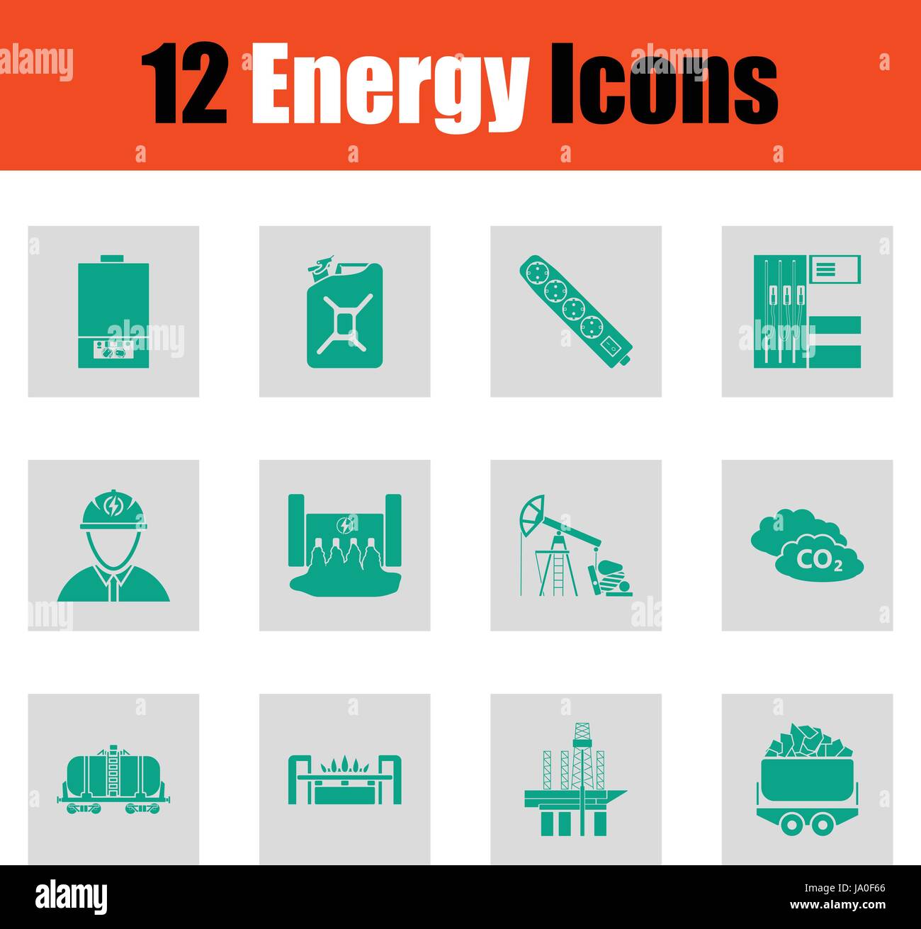 Energy icon set. Green on gray design. Vector illustration Stock Vector ...