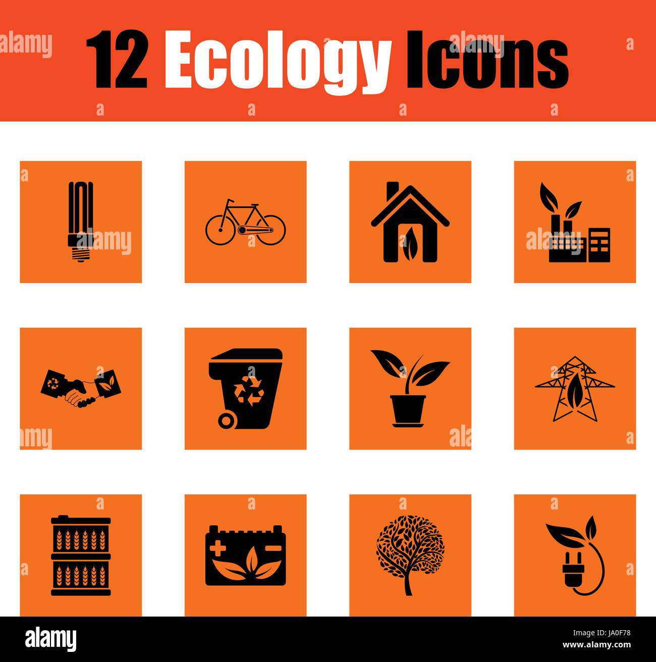 Ecology icon set. Orange design. Vector illustration Stock Vector Image ...