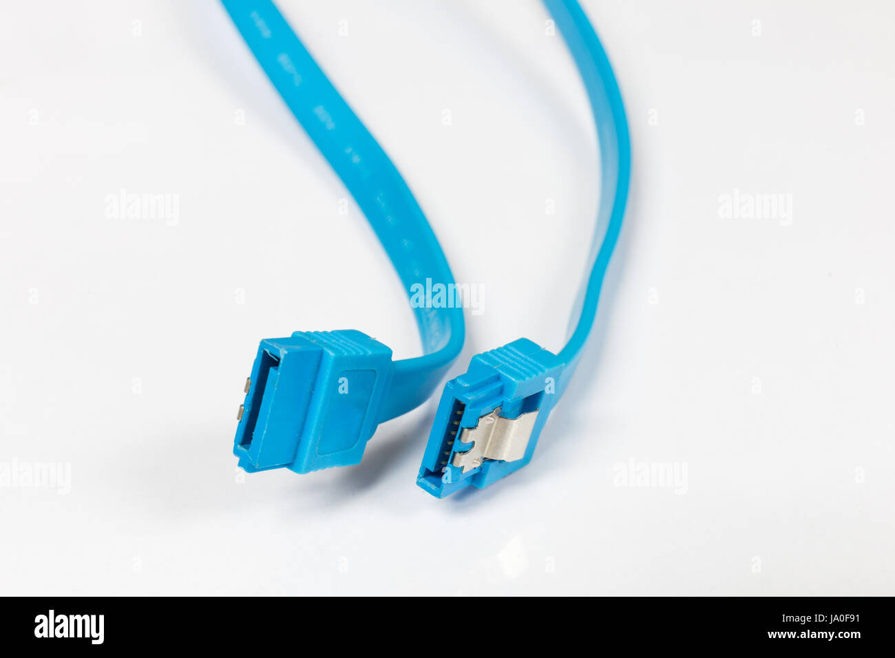 Closeup SATA Data Cable on a White Background. Select focus Stock Photo ...