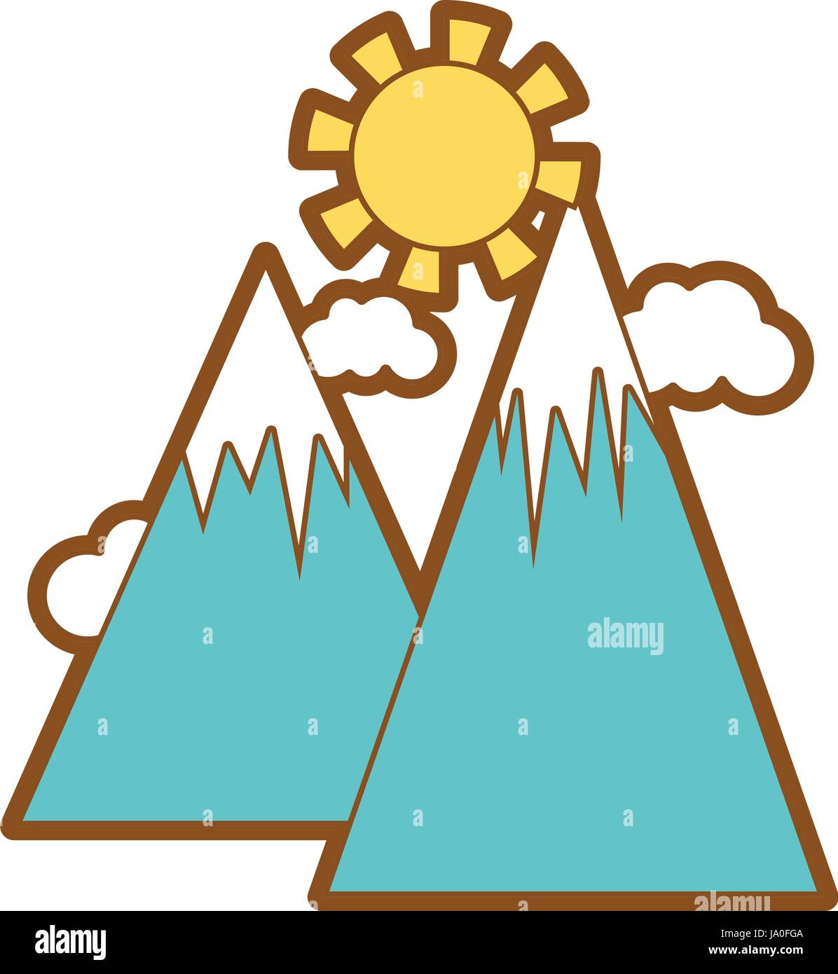 snowy mountains with clouds and sun Stock Vector Image & Art - Alamy