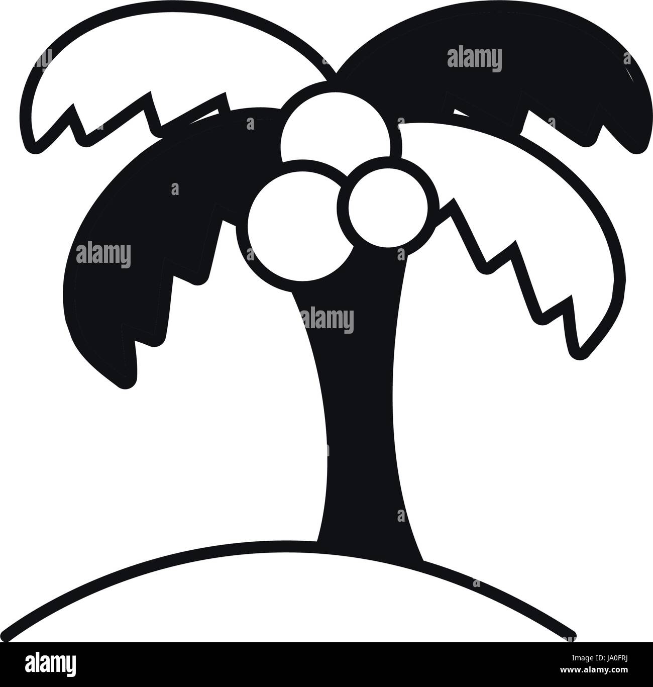 contour palm tree with coconuts and leaves Stock Vector Image & Art - Alamy