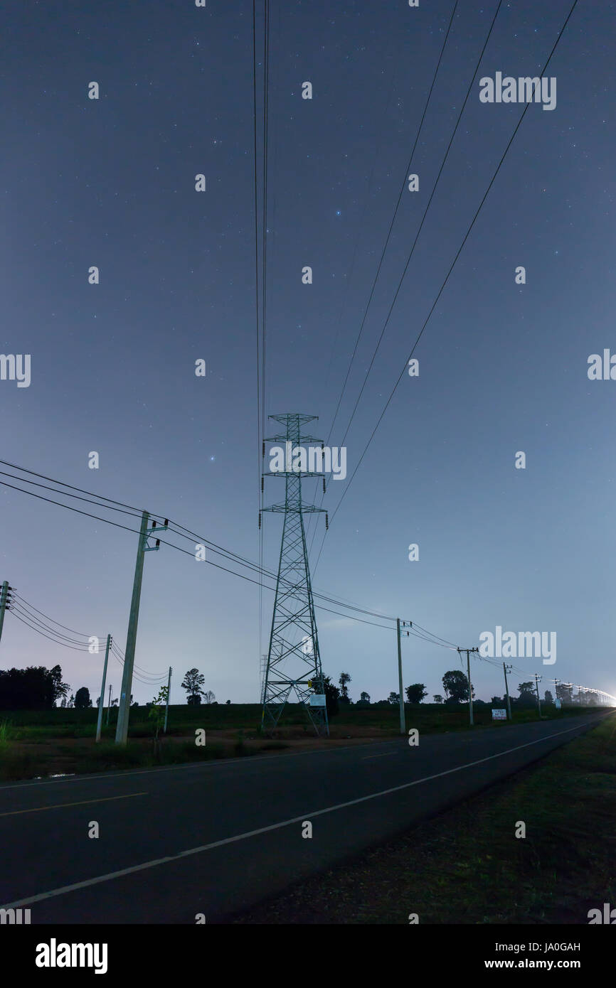 Electric pole night sky in hi-res stock photography and images - Alamy