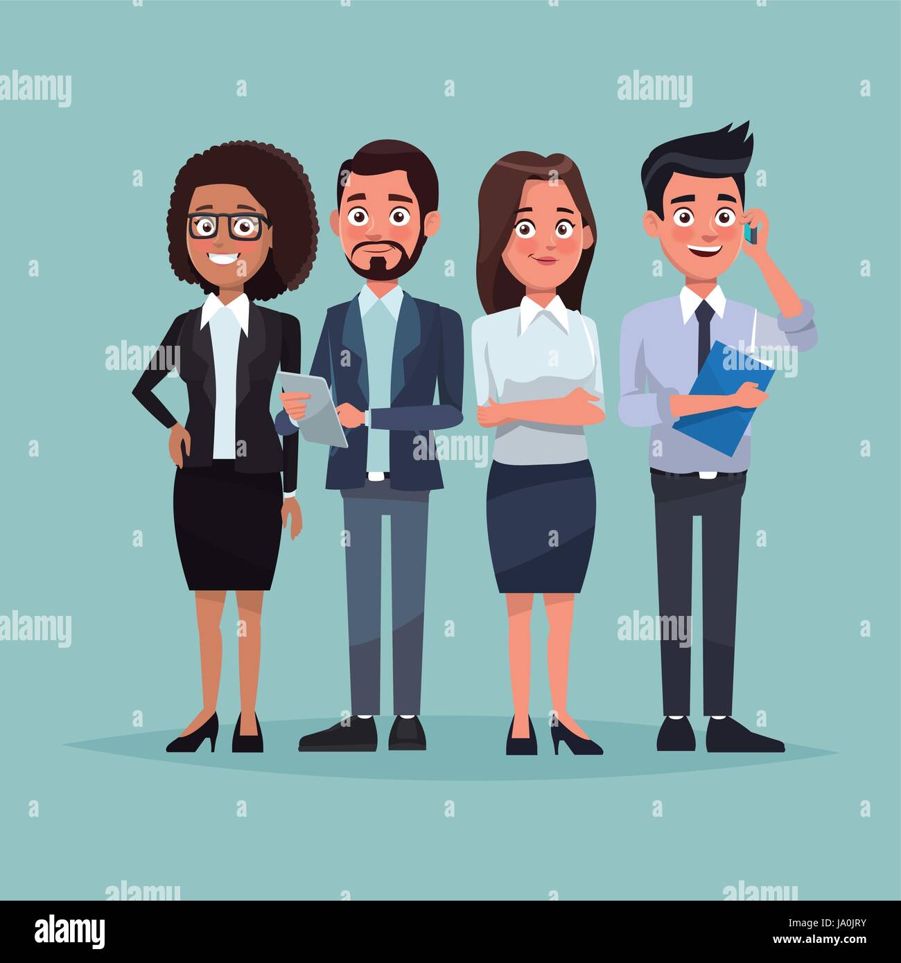 color background full body set of executives male and female characters ...