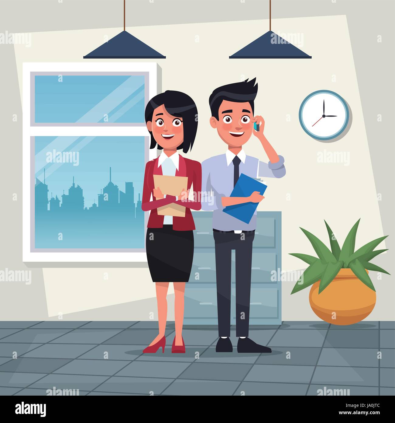 color background workplace office full body set pair of elegant ...