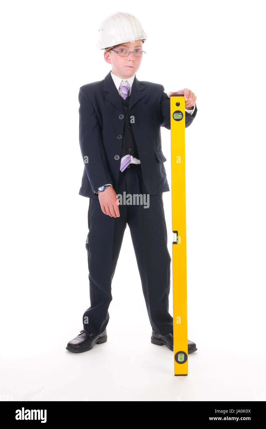 little architect with spirit level Stock Photo - Alamy