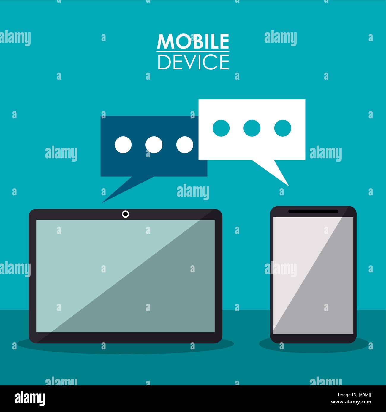 colorful poster mobile device with communication between smartphone and ...