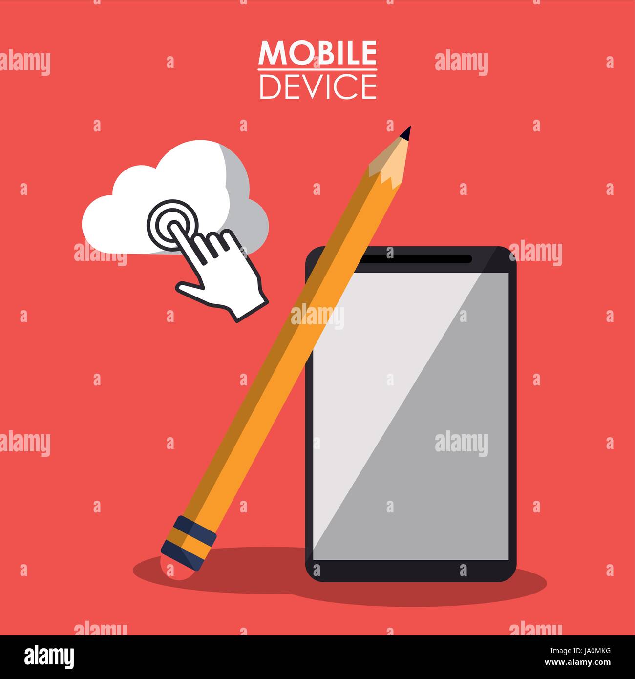 Red poster mobile device Stock Vector Images - Alamy