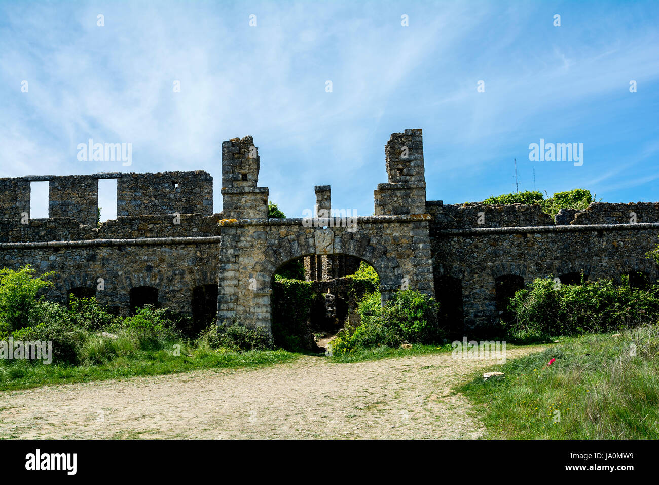 Looking around series. Medieval castle ruins Stock Photo - Alamy