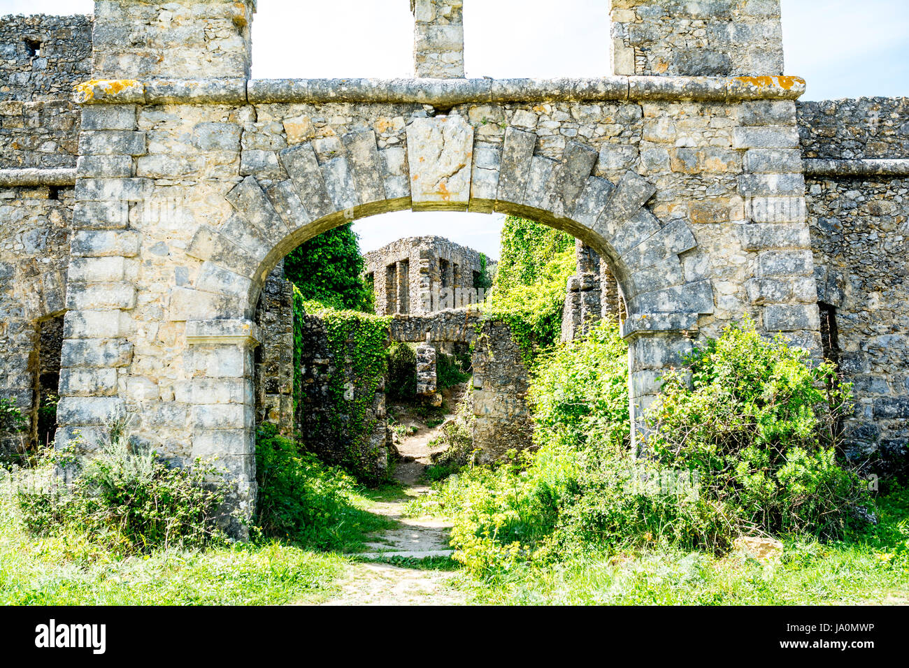 Looking around series. Medieval castle ruins Stock Photo - Alamy