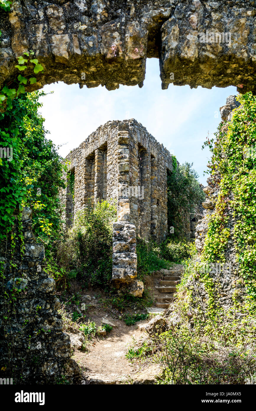 Looking around series. Medieval castle ruins Stock Photo - Alamy