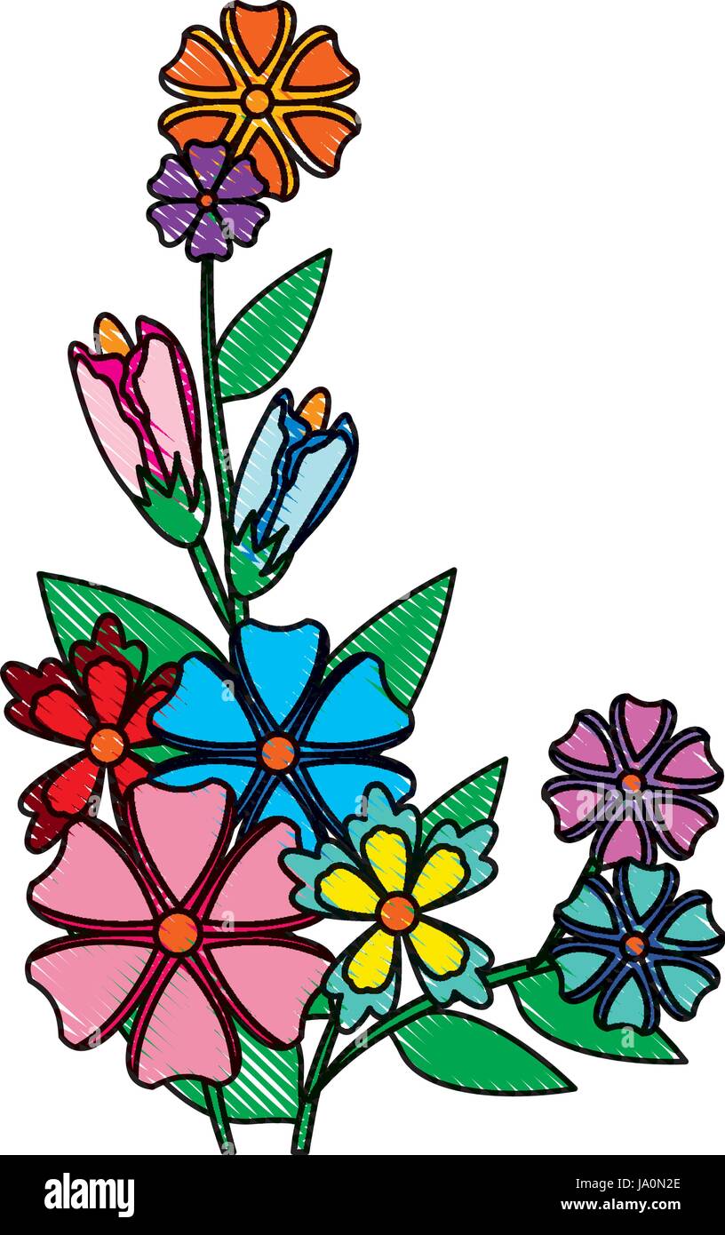 beautiful floral spring nature decoration birth vector illustration ...