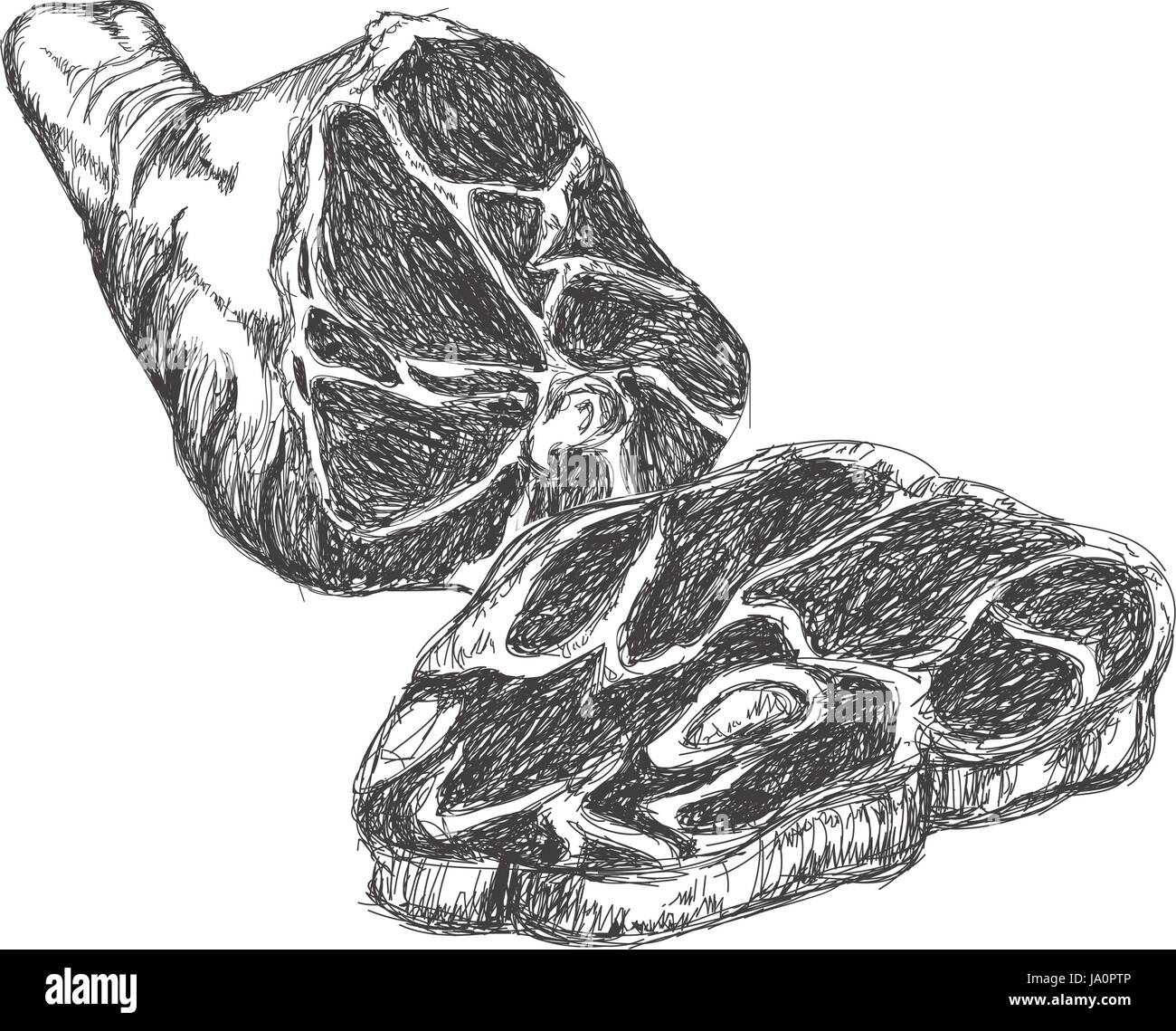 meat steak sketch ham for grill and barbecue Stock Vector Image & Art ...