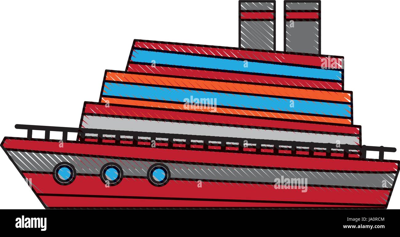 cruise boat in the sea side view vacation travel style vector ...