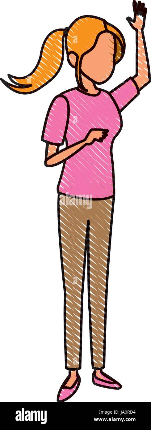 young woman adventure travel summer vacation cartoon style vector ...