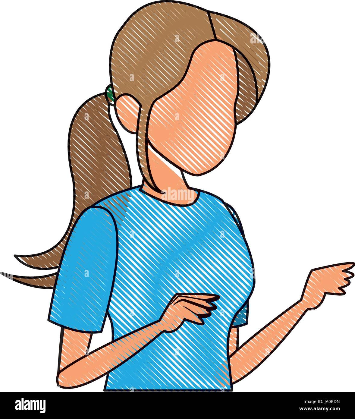 young woman adventure travel summer vacation cartoon style vector ...