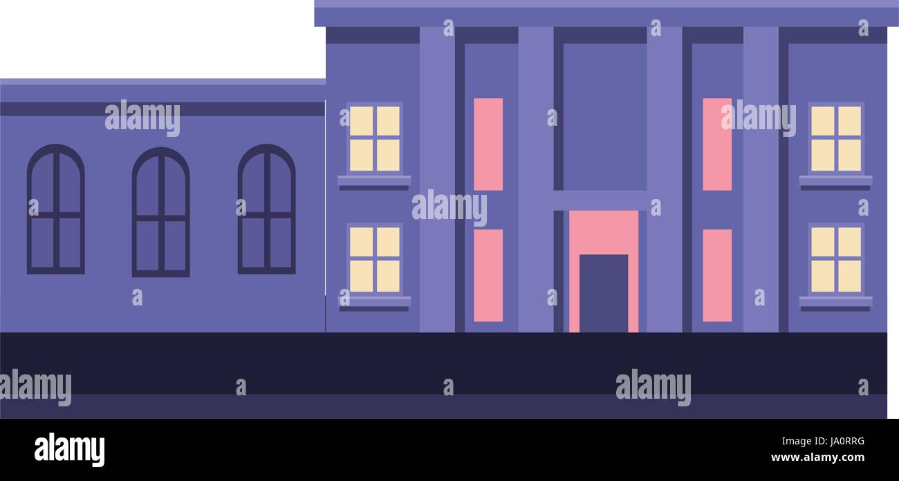 building purple business exterior facade columns windows light Stock ...
