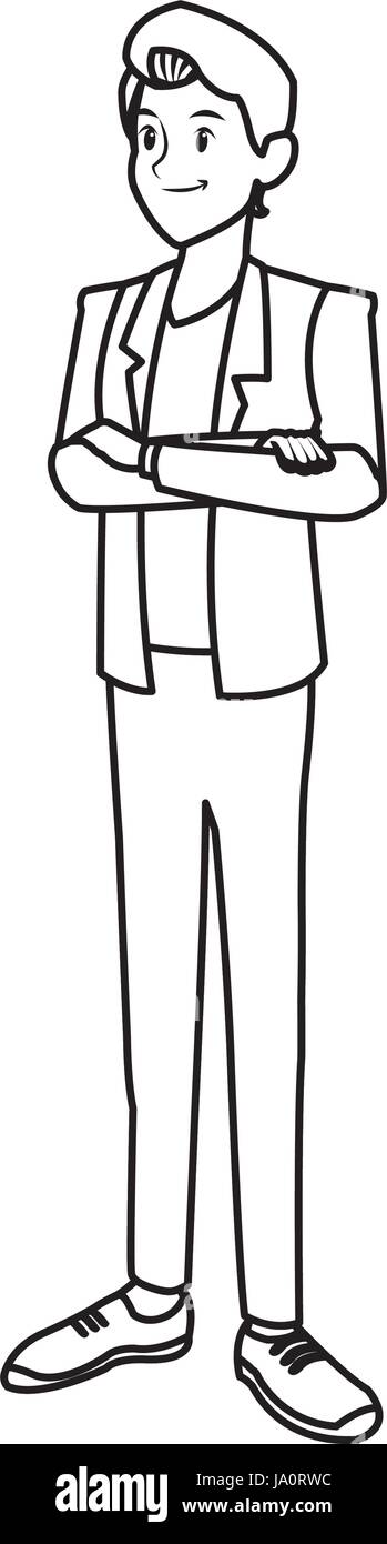 Young worker standing arms crossed Stock Vector Images - Alamy