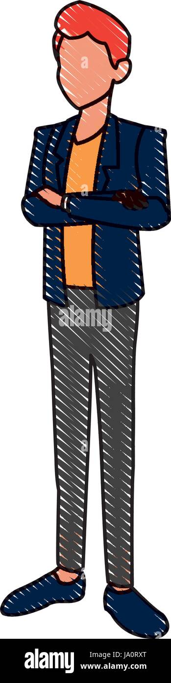 Young worker standing arms crossed Stock Vector Images - Alamy