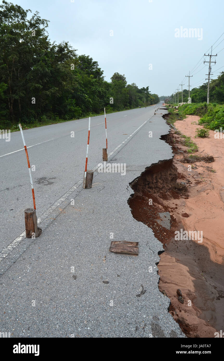erosion, flood, land, crack, damage, damages, detriments, road, eroded ...