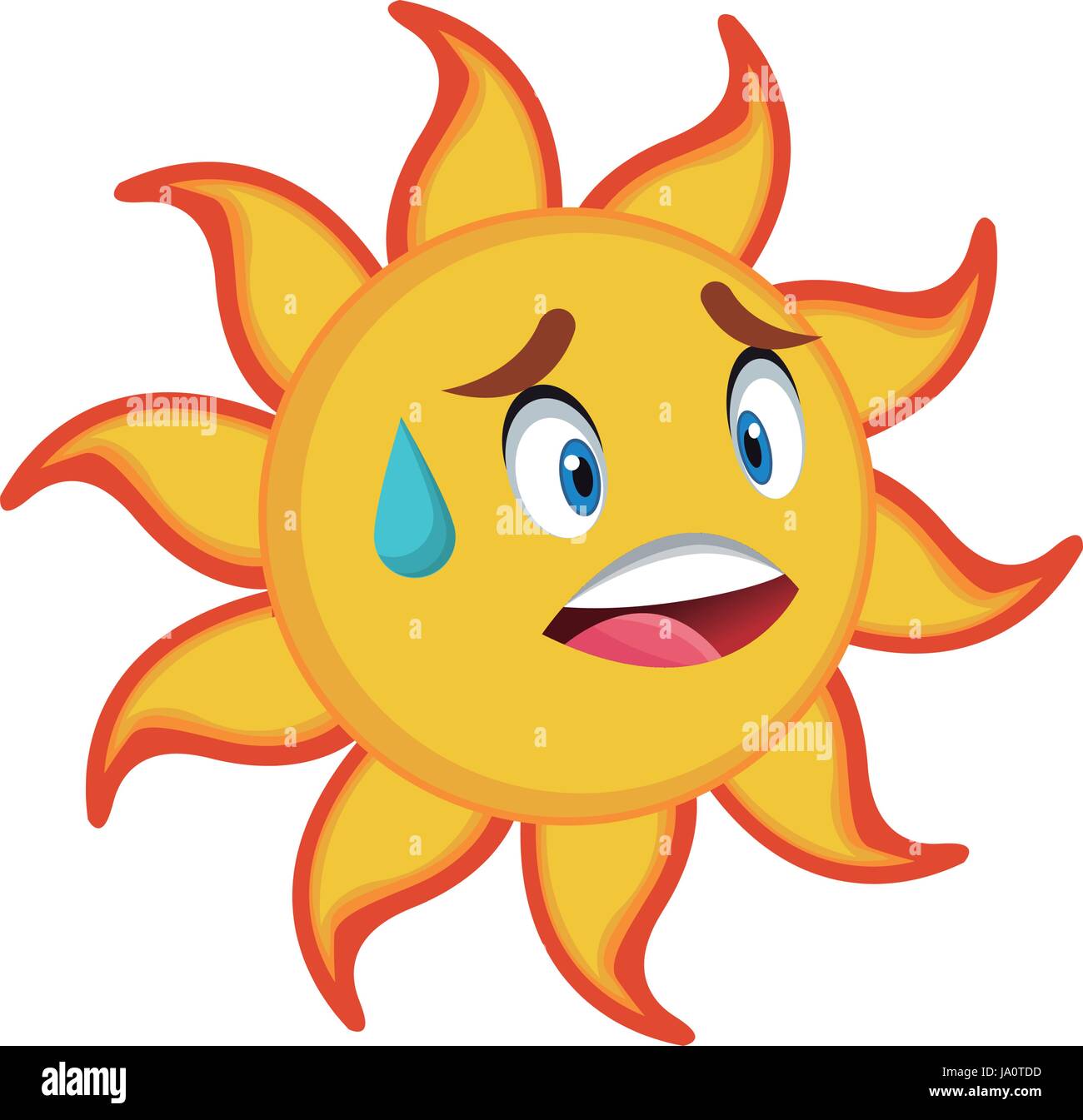 yellow smiling sun cartoon character as weather sign temperature Stock ...