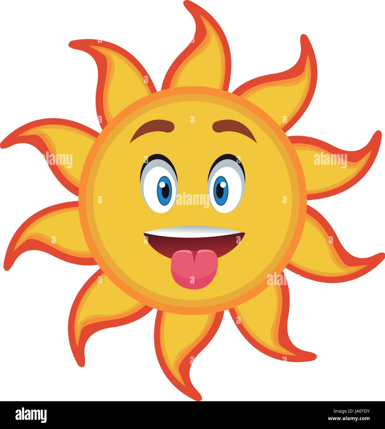 yellow smiling sun cartoon character as weather sign temperature Stock ...