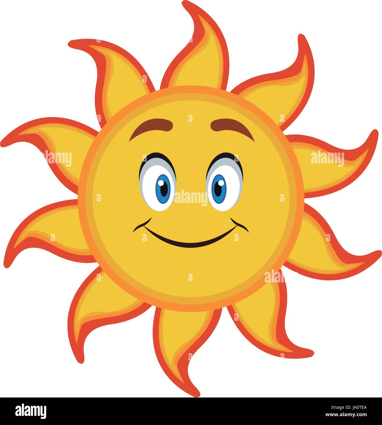 yellow smiling sun cartoon character as weather sign temperature Stock ...
