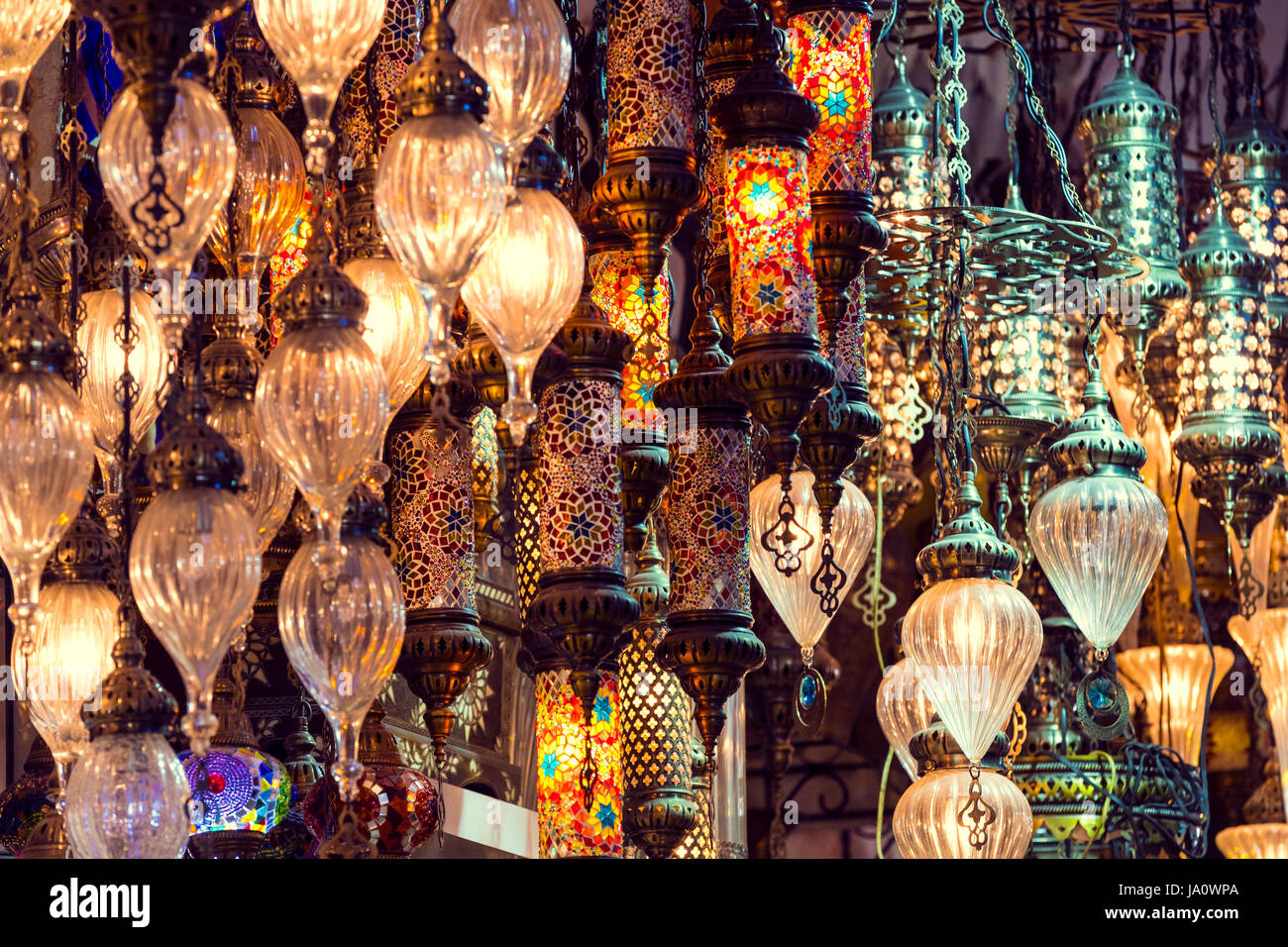 Traditional Turkish lanterns made of colored glass Stock Photo - Alamy